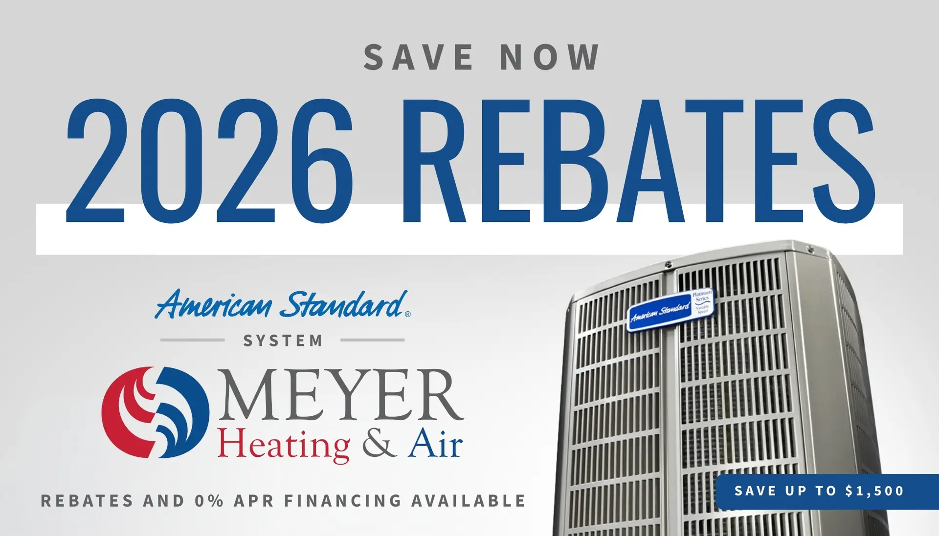 American Standard HVAC Rebates | Save Up to $1,500 | Meyer Heating & Air